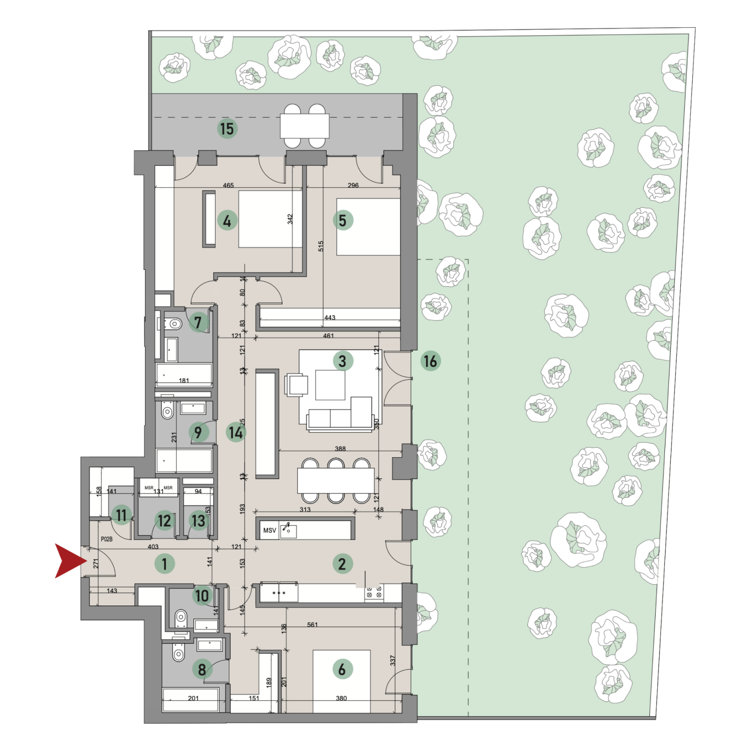 Apartament 4 camere cu grădină în THE LEVEL Apartments 3